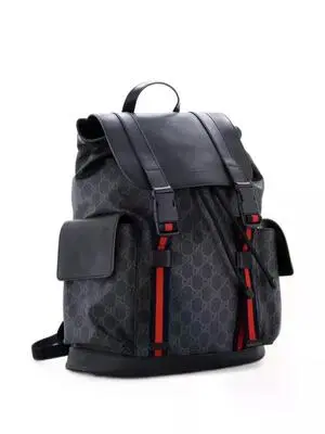 Gucci Double Pocket Buckle Gg Coated Canvas Large Backpack