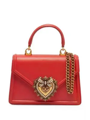 Dolce & Gabbana Small Devotion Leather Tote Bag Red
