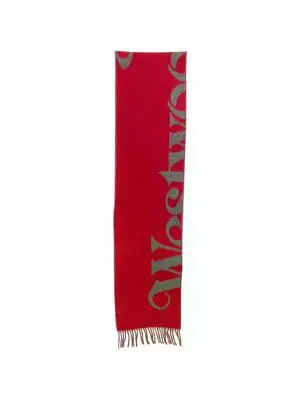 VIVIENNE WESTWOOD Logo-intarsia Fringed Scarf - Red