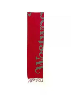 VIVIENNE WESTWOOD Logo-intarsia Fringed Scarf - Red