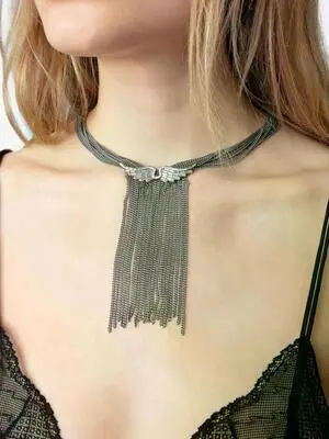 Zadig&Voltaire Rock Star Wing-motif Fringe Necklace - Silver