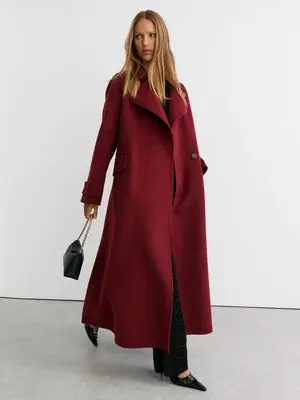 REISS Petite Wool-blend Blindseam Long Coat - Red