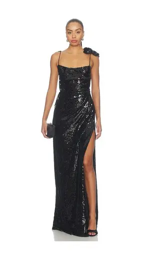 MOTHER OF ALL Etta Sequins Maxi Dress In . Also - Black