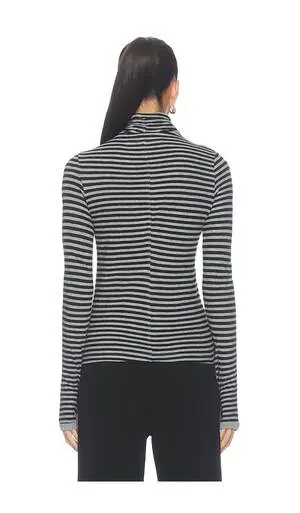 Enza Costa Cashmere Jersey New Classic Turtleneck In Mini Stripe In . Also