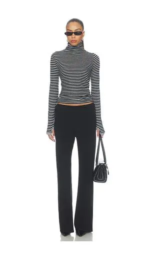 Enza Costa Cashmere Jersey New Classic Turtleneck In Mini Stripe In . Also