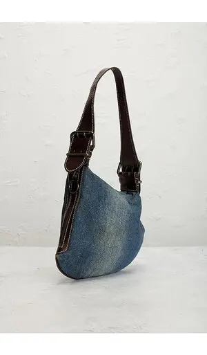 FWRD RENEW Fendi Denim Oyster Shoulder Bag