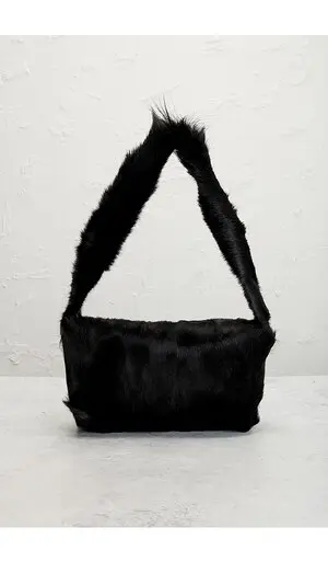 FWRD RENEW Fendi Rabbit & Mink Fur Baguette Shoulder Bag