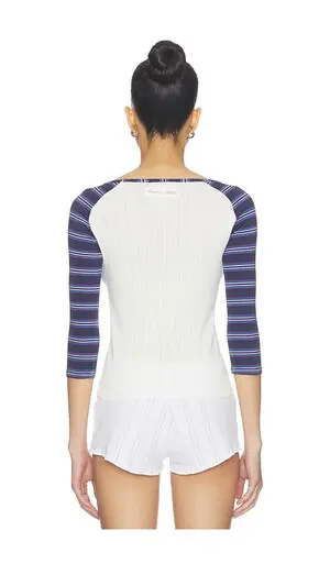 Frankies Bikinis Game Day Pointelle Baseball Tee In . Also