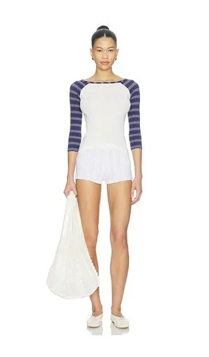 Frankies Bikinis Game Day Pointelle Baseball Tee In . Also