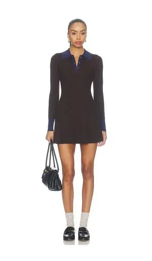 Good American The Knit Polo Mini Dress - Brown