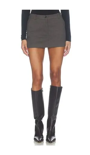 Good American The Trouser Mini Skirt In Charcoal Mini Houndstooth In . Also