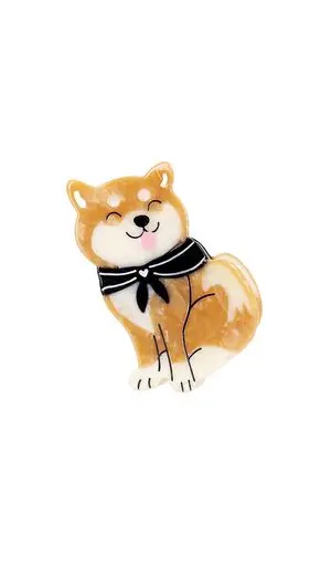 SOLAR ECLIPSE Hand-painted Shiba Inu Claw Hair Clip