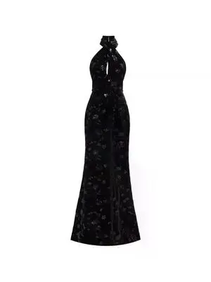 Elie Saab Embroidered Halter-neck Maxi Dress