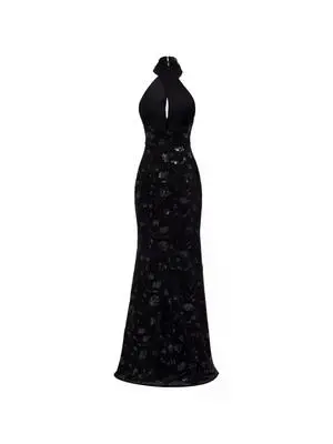 Elie Saab Embroidered Halter-neck Maxi Dress