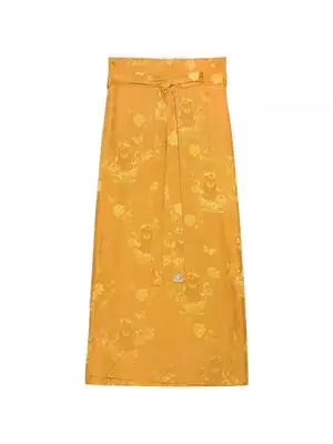 Shanghai Tang Chubby Jacquard Wrap Maxi Skirt