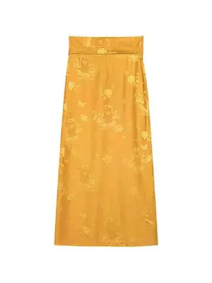 Shanghai Tang Chubby Jacquard Wrap Maxi Skirt