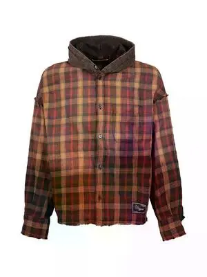 WIZZARD Check-pattern Hooded Shirt Jacket