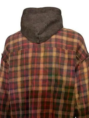 WIZZARD Check-pattern Hooded Shirt Jacket