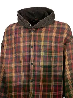 WIZZARD Check-pattern Hooded Shirt Jacket