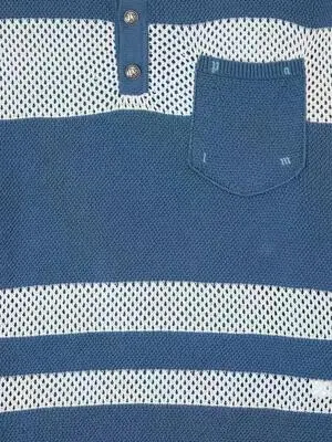 Palm Angels Striped Mesh-knit Polo Shirt