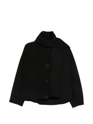 Max Mara Scarf-detail Button-up Jacket - Black