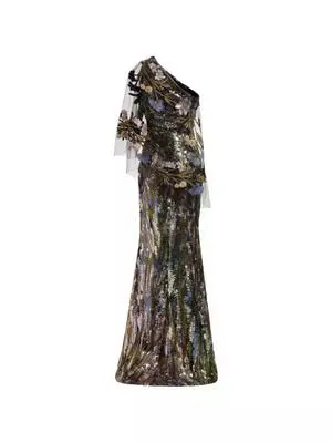 Elie Saab Sequin-embellished One-shoulder Maxi Dress