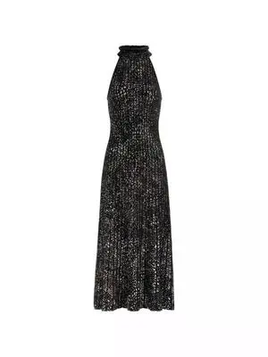 Elie Saab Irregular-dot Halter-neck Midi Dress