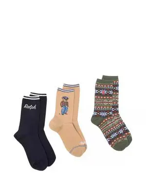 Polo Ralph Lauren Polo Bear Intarsia-knit Socks Set - Neutrals