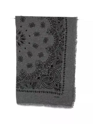 KUJTEN Paisley-print Frayed Scarf - Grey