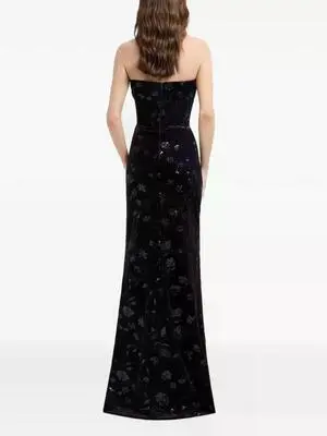 Elie Saab Embroidered Strapless Maxi Dress