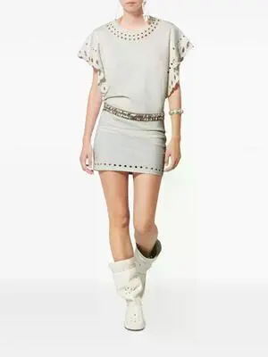 Isabel Marant Étoile Laser-cut Ruffled Mini Dress - Neutrals