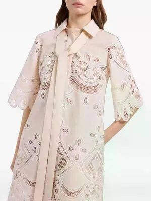 Elie Saab Embroidered Pussy-bow Mini Dress
