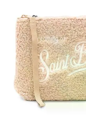 MC2 SAINT BARTH Aline Logo-embroidered Shearling-effect Clutch Bag