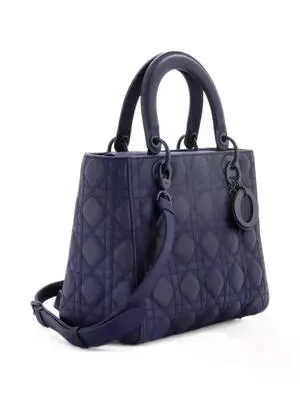 Dior Ultra Matte Lady Bag Cannage Quilt Calfskin Medium Satchel - Blue