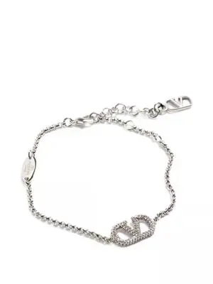 Valentino Garavani Vlogo Signature Bracelet In Metal And Swarovski® Crystals - Silver