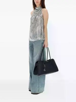 Stella McCartney Metallic Velvet Halterneck Top - Silver