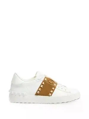 Valentino Garavani Rockstud Untitled Sneakers In Calfskin With Split Leather Band - White