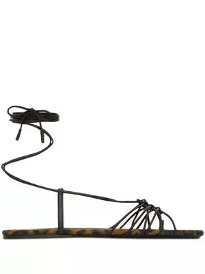 Saint Laurent Babylone Smooth-leather Sandals - Brown