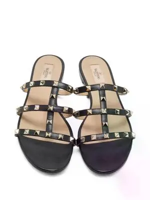 Valentino Garavani Rockstud Flat Sandal - Black