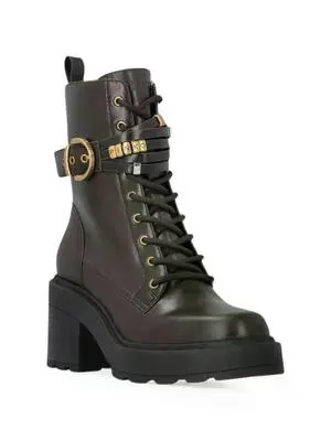 Pinko Buckled Lace-up Combat Boots