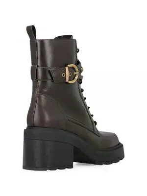 Pinko Buckled Lace-up Combat Boots
