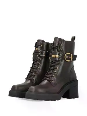 Pinko Buckled Lace-up Combat Boots