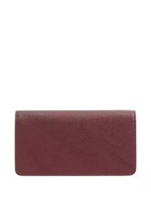 Valentino Garavani Vlogo Signature Grainy Calfskin Wallet With Chain - Red