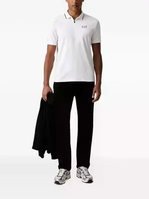 EA7 Logo-print Zip-neck Polo Shirt