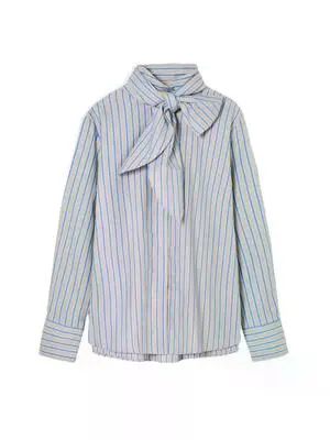 PSOPHIA Pussy-bow Striped Shirt