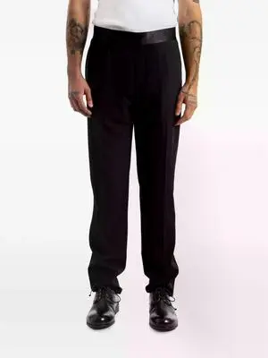 Giorgio Armani Satin-trimmed Pleated Trousers - Black