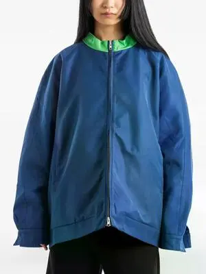 LII Contrast-collar Oversized Jacket - Blue