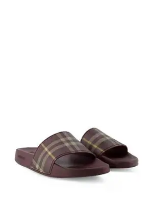 Burberry Furley Check Slides - Red