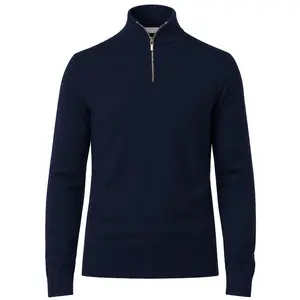 SERRAN LONDON Half Zip Wool Jumper Navy