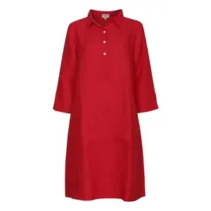 NOLOGO-CHIC Up Town Linen Shirt Dress - Red